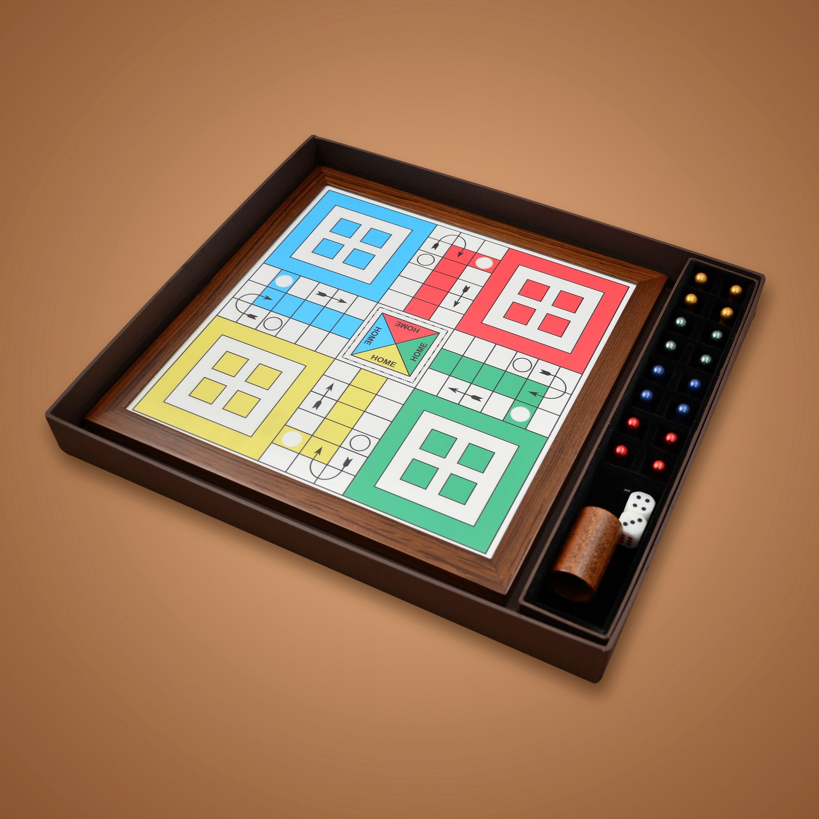 Luxury Teakwood Ludo With Metallic Tokens