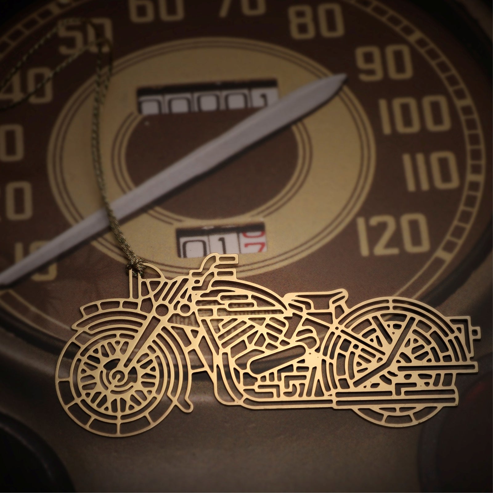 Bookmark Motorcycle In Brass Metal